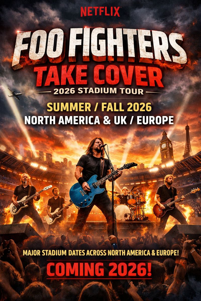 Netflix have announced foo fighters "Take Cover" 2026 Stadium ...